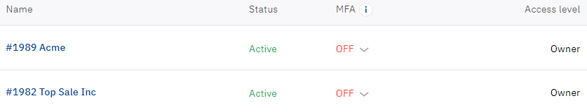Accounts — ActivePlatform. Customer Control Panel
