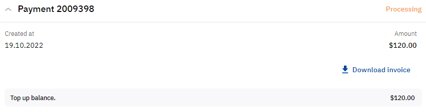 View payment details — ActivePlatform. Customer Control Panel