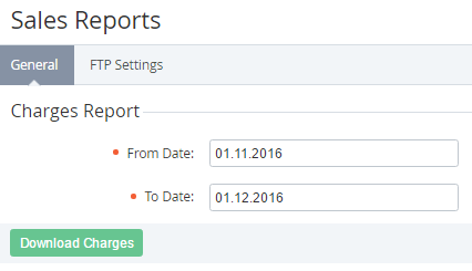 Charges Report — ActivePlatform. Operator Control Panel