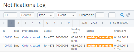 Notifications Log — ActivePlatform. Operator Control Panel