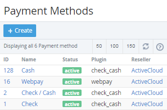 Viewing List of Payment Methods — ActivePlatform. Operator Control Panel