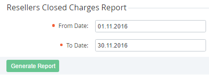 Resellers Closed Charges Report — ActivePlatform. Operator Control Panel