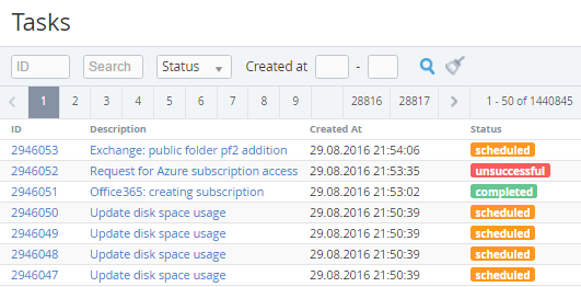Viewing the List of Tasks — ActivePlatform. Operator Control Panel