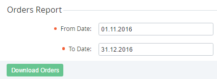 Orders Report — ActivePlatform. Operator Control Panel