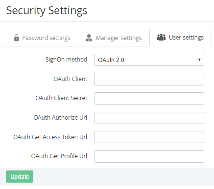 User Settings — ActivePlatform. Operator Control Panel