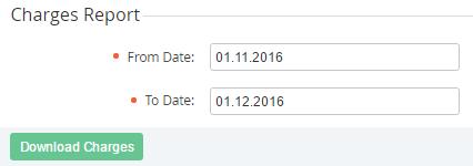 Charges Report — ActivePlatform. Operator Control Panel