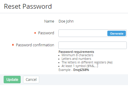 Resetting a Manager's password — ActivePlatform. Operator Control Panel