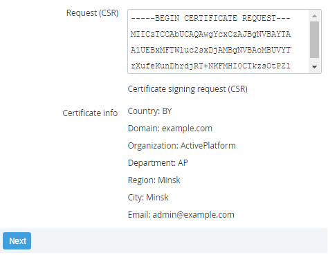 Ordering an SSL Certificate Subscription — ActivePlatform. Operator Control Panel