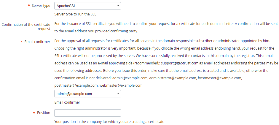 Ordering an SSL Certificate Subscription — ActivePlatform. Operator Control Panel