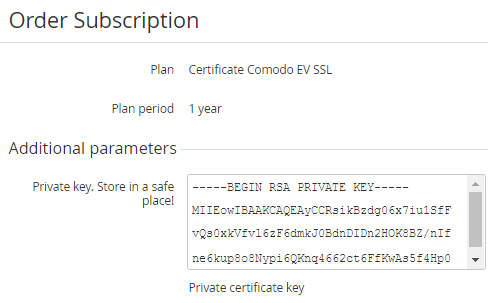 Ordering an SSL Certificate Subscription — ActivePlatform. Operator Control Panel