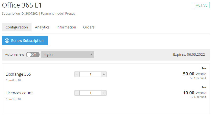 Microsoft Office 365. "Configuration" section — ActivePlatform. Services. User documentation